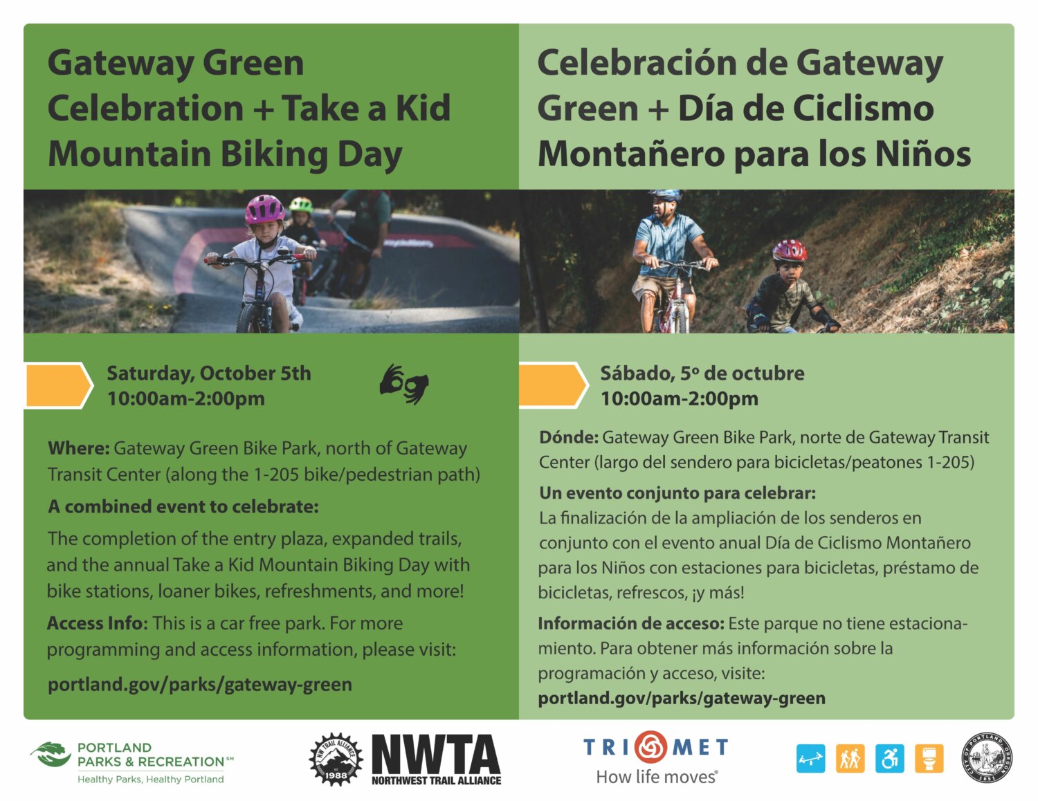 Gateway Green Celebration + Take a Kid Mountain Biking Day – 10/5 ...